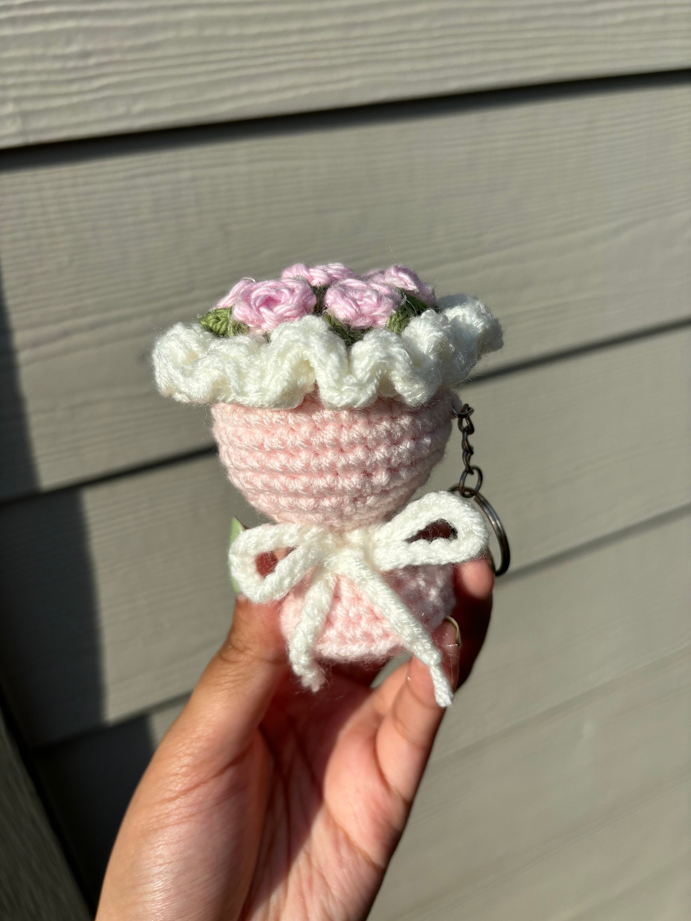 Crochet Mini Rose Boquet Keychain/ Flower Keychain, Crochet Keychain ...