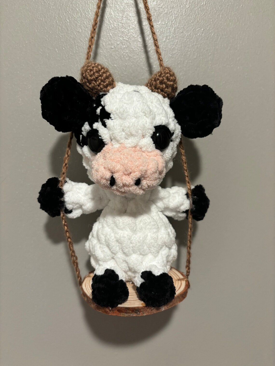 Crochet Cow Wooden Swing Car Hanger - Etsy