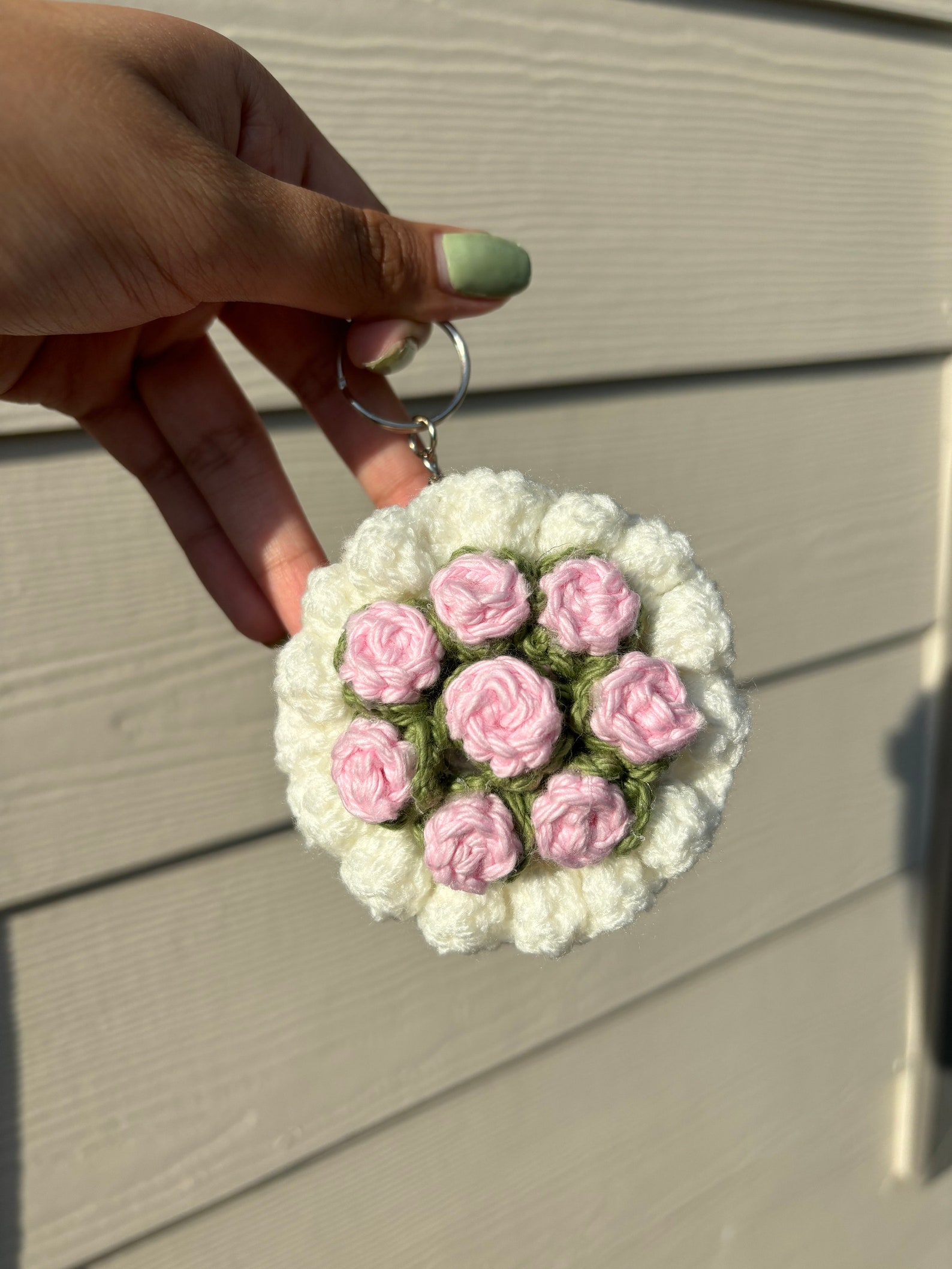 Crochet Mini Rose Boquet Keychain/ Flower Keychain, Crochet Keychain ...