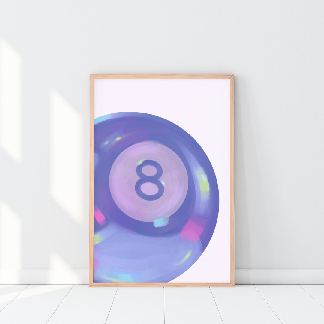 8 Ball Wall Art, Lucky 8 Ball, Trendy Print, Gallery Wall Print, Chrome ...