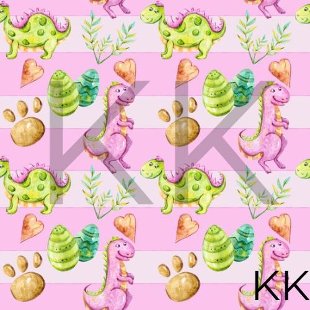 Pastel Green and Pink Watercolour Dinosaur Seamless Pattern 300 Dpi PNG ...