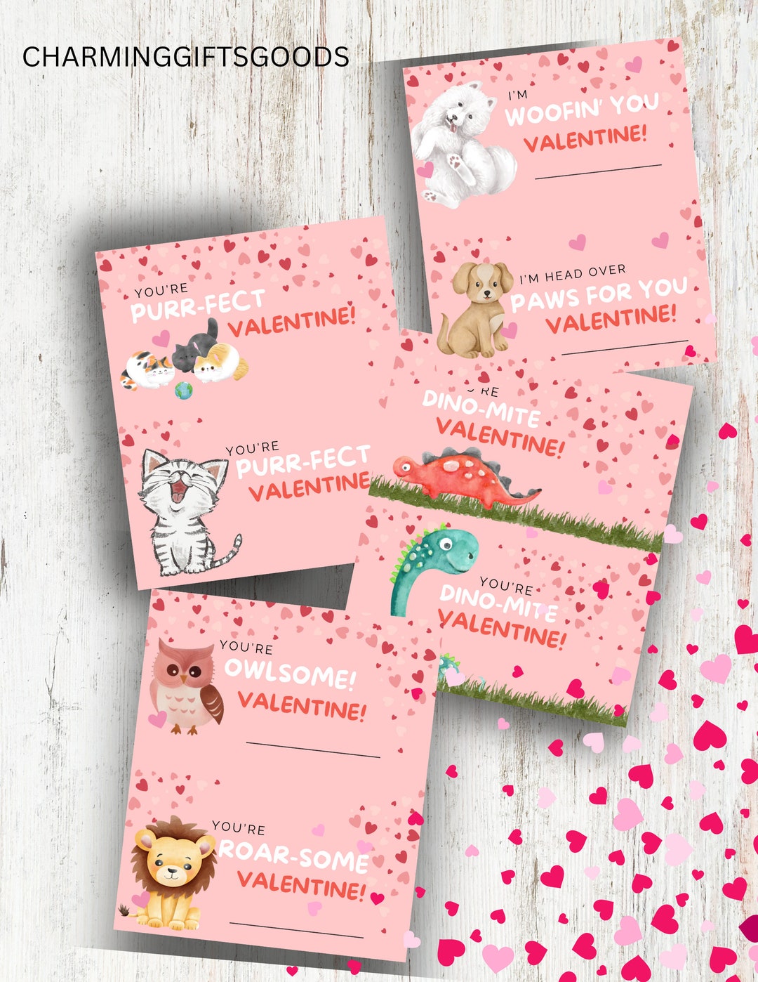 Printable Cute Animal Valentine's Day Cards, Classroom Valentine's Day ...
