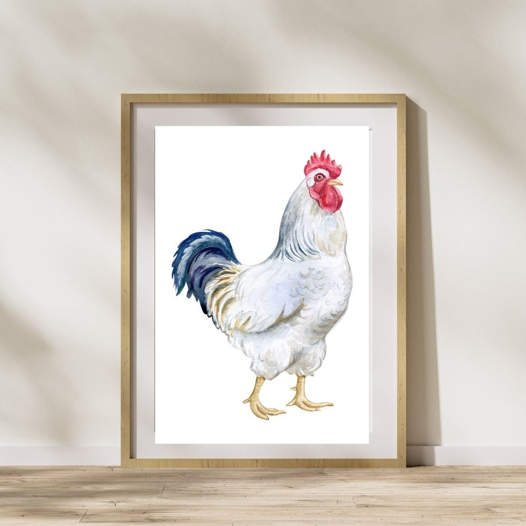 Watercolor Chicken Art | Chicken Printable | Printable Art | Homestead ...