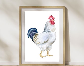 Watercolor Rooster Art | Chicken Printable | Printable Art | Homestead ...