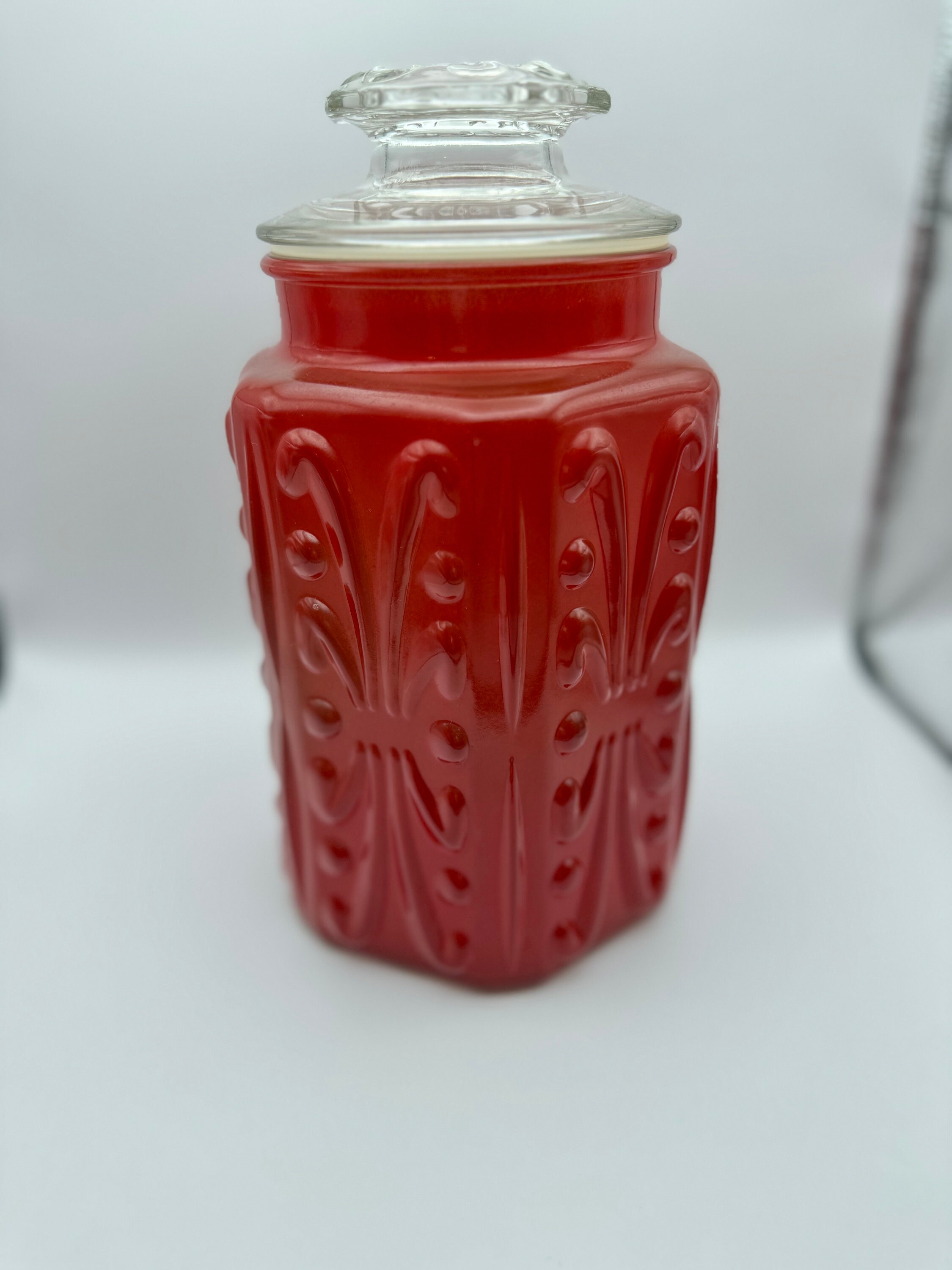 Vintage Imperial-glass 1960s HTF RED Atterbury-scroll Glass Kitchen ...