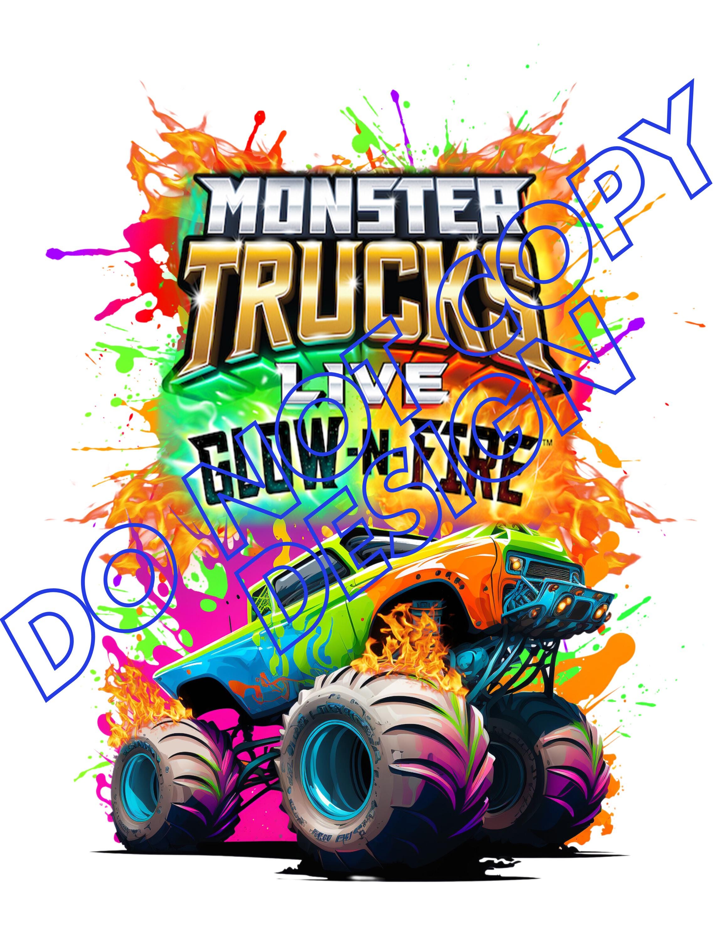 Monster Truck Live Glow N Fire Show Party PNG Shirt Design Colorful ...