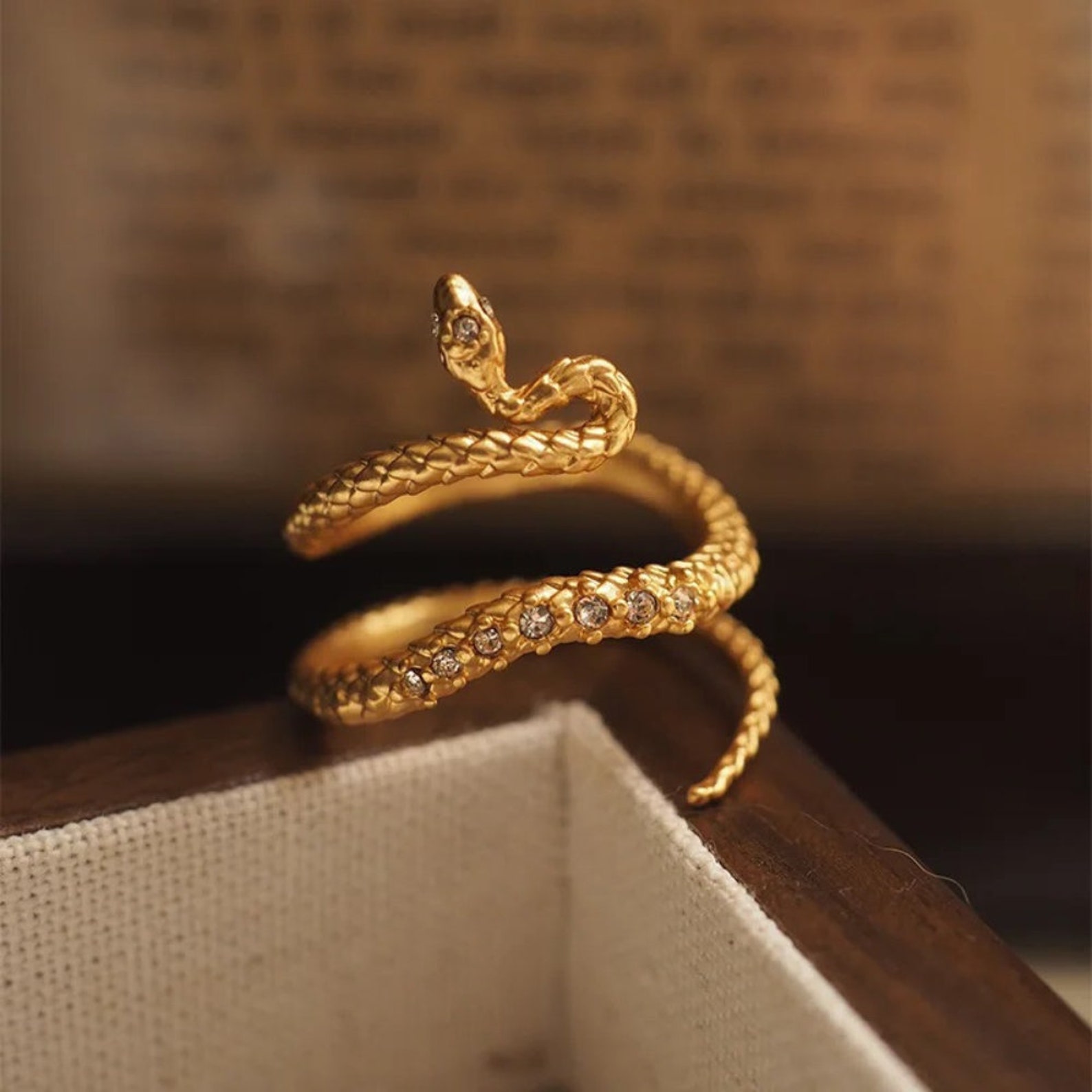 Snake Ring 14k Gold Plated, Sterling Silver Snake Ring, Handmade Thin ...