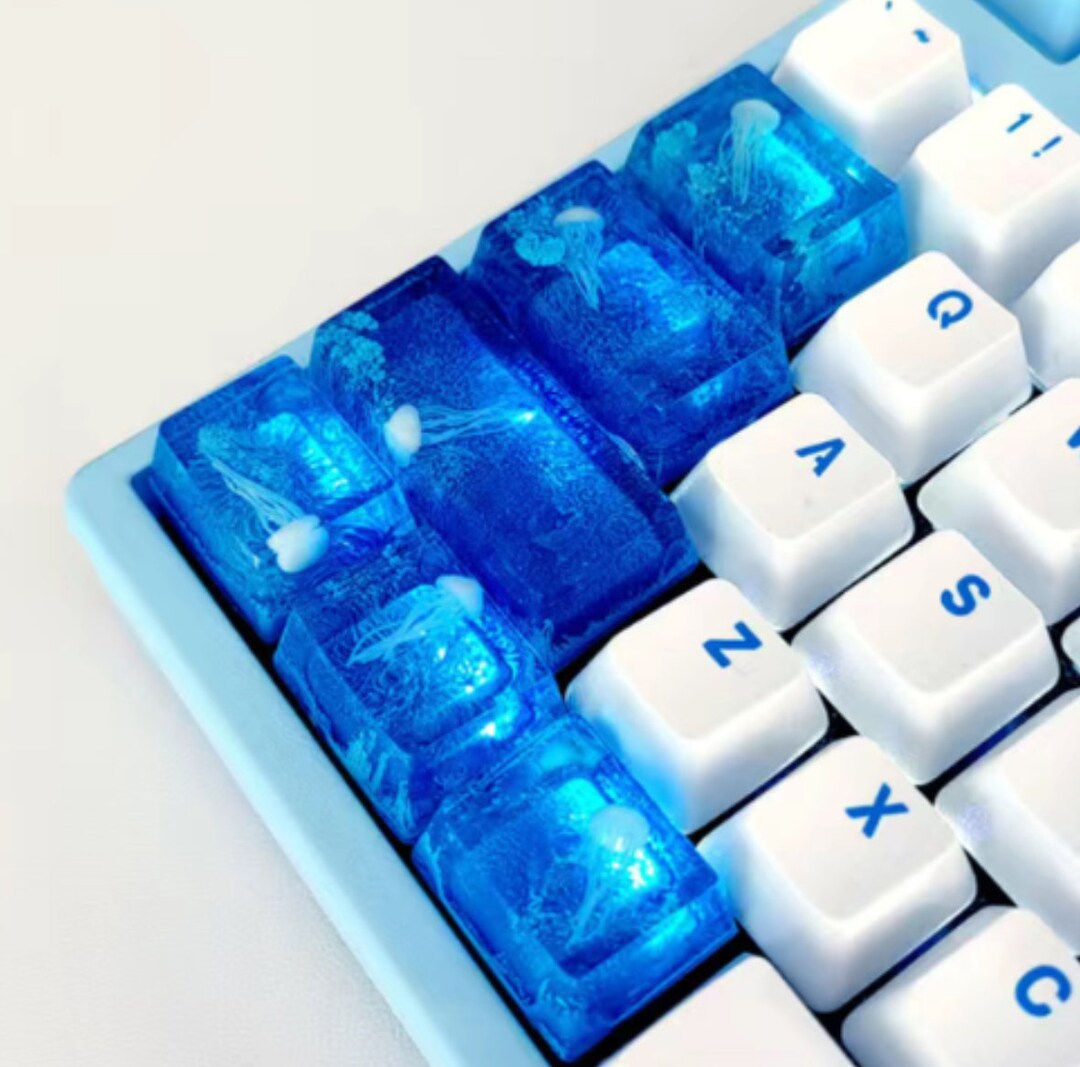 JELLYFISH Spacebar Artisan Keycaps, Ocean Foam Resin Keycap, Mechanical ...