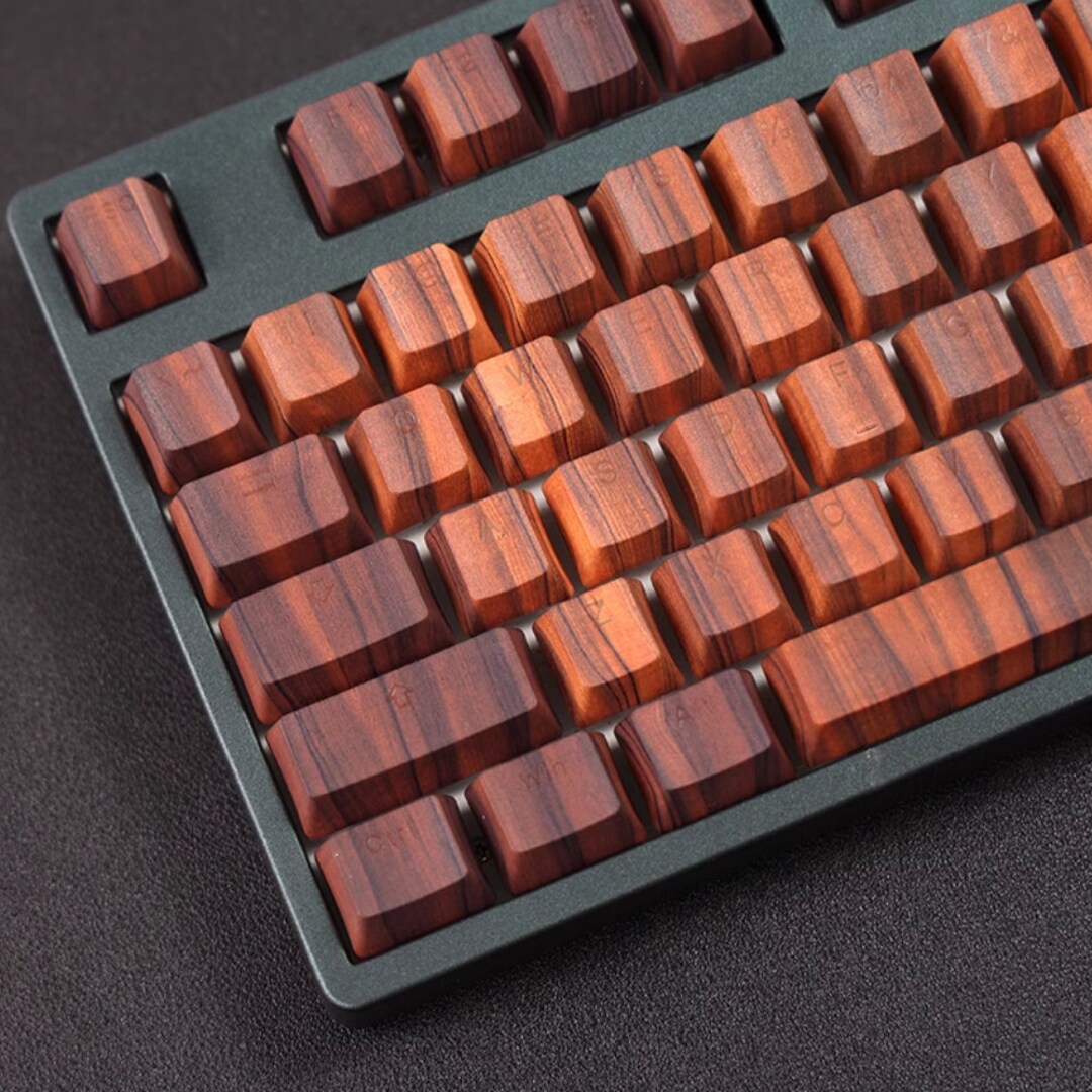 WOOD Keycaps Keycaps Set Artisan Keycaps 109 Keys PBT Cherry Profile ...
