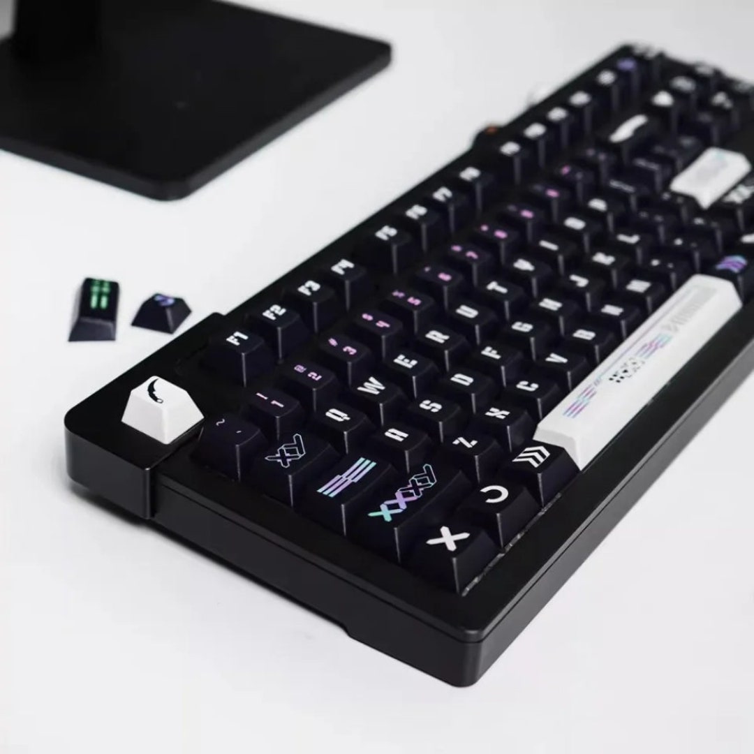 BLACK and WHITE Keycaps Custom Keycaps Set Artisan Keycaps 133 Keys Pbt ...