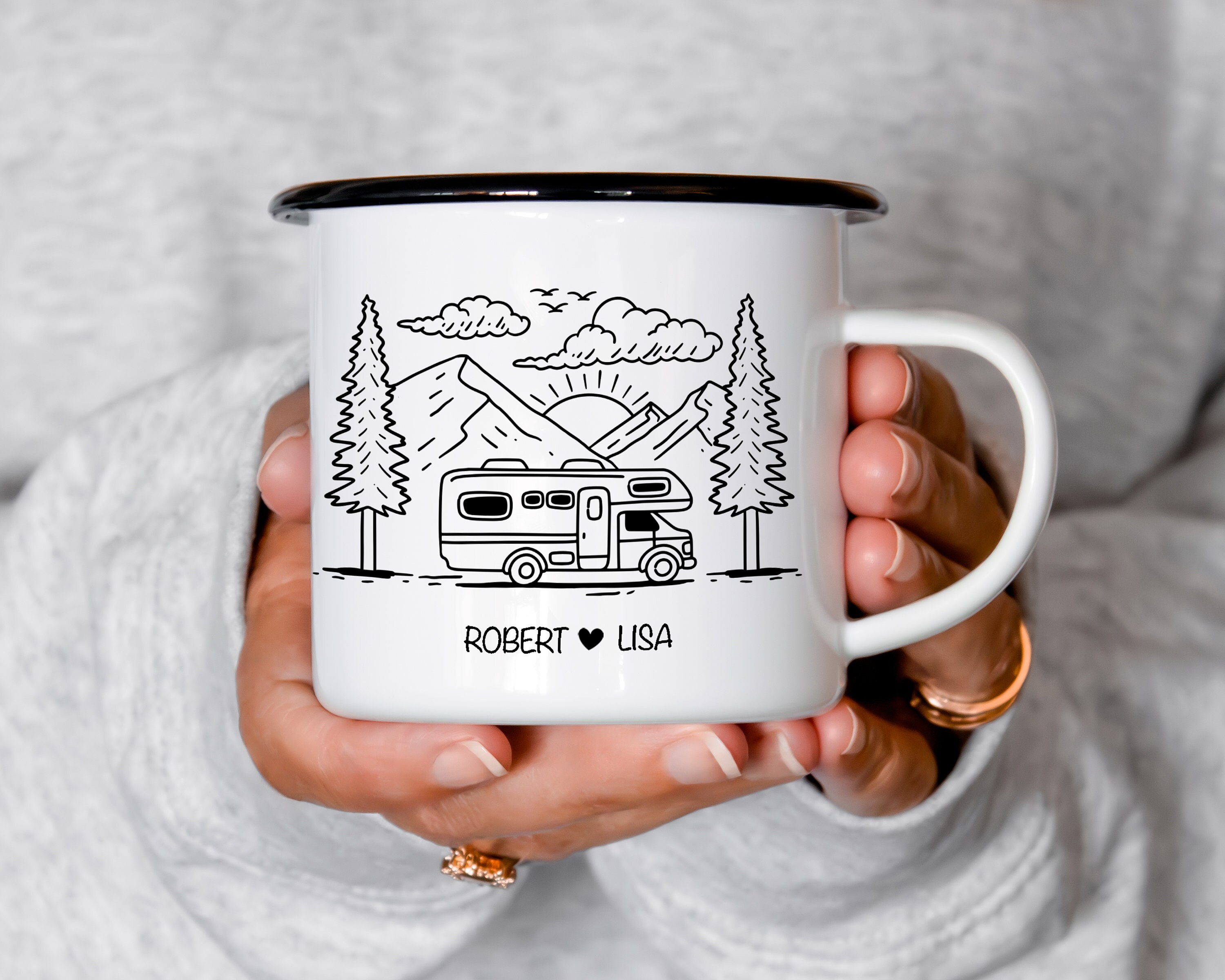 Personalized Campervan Enamel Camp Mug | Motorhome Gift | His Hers ...