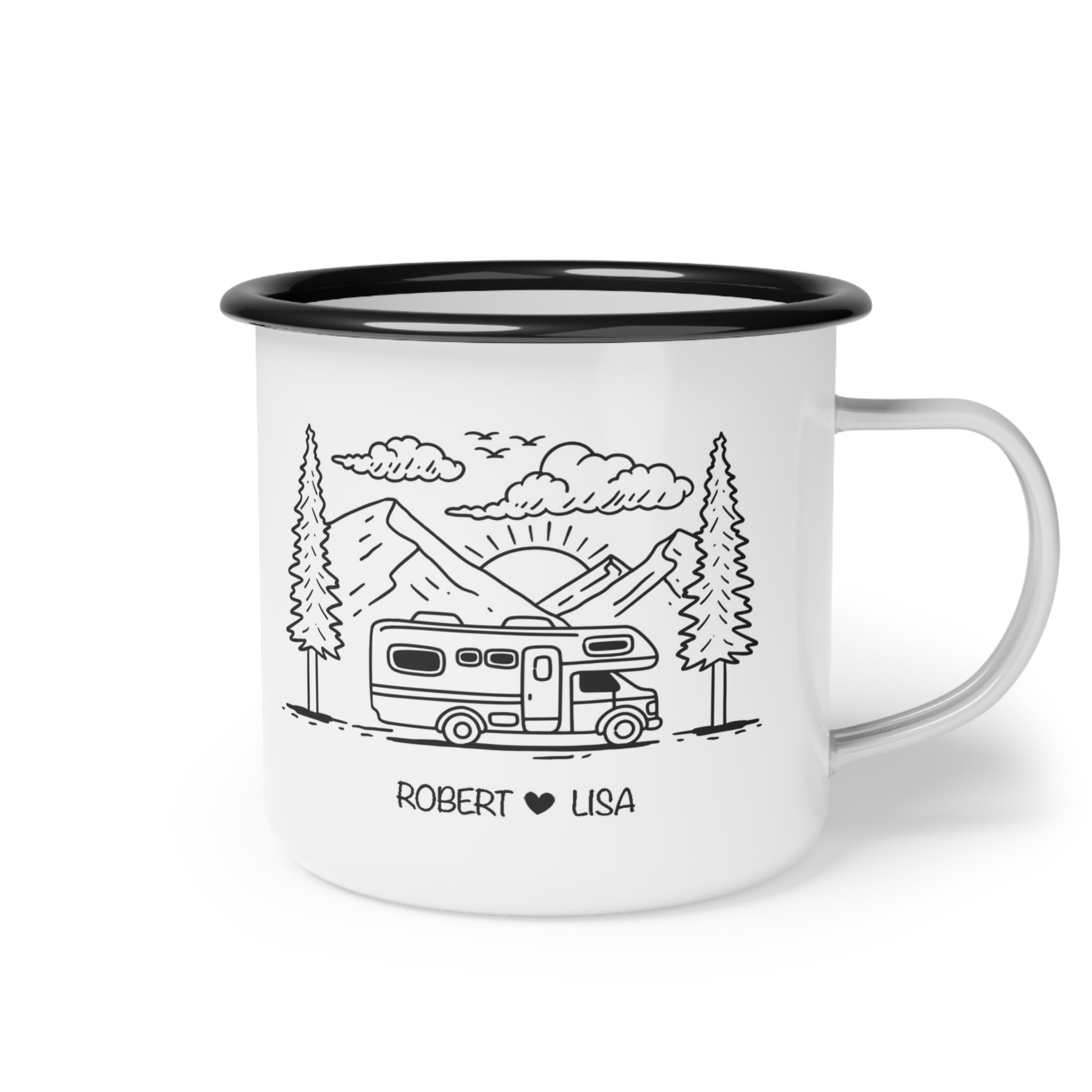 Personalized Campervan Enamel Camp Mug | Motorhome Gift | His Hers ...