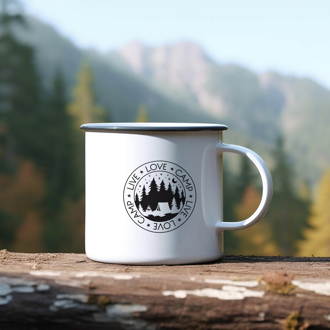 Live Love Camp Mug Tent Camping Mug Nature Mug Enamel Mug Camping Gift ...