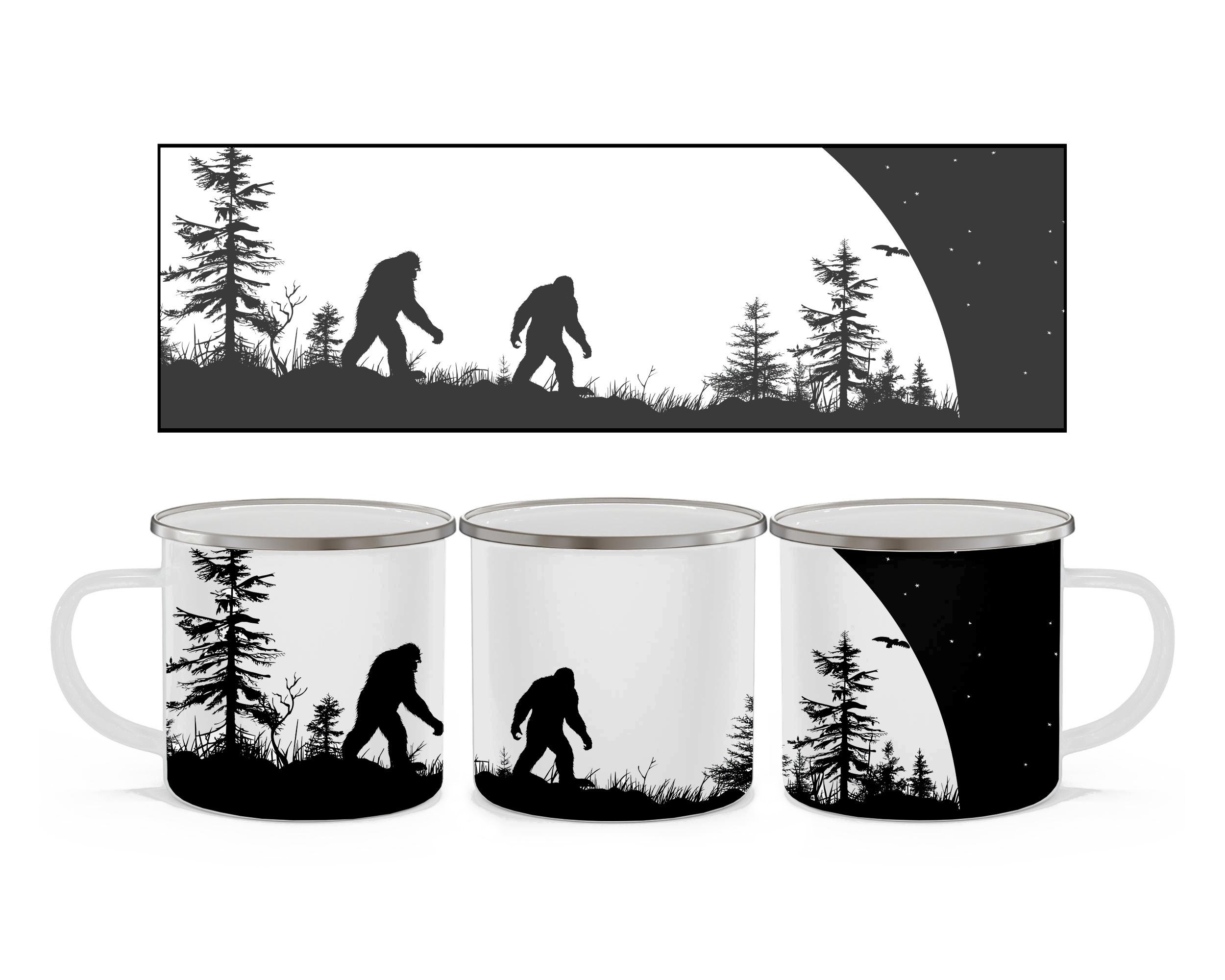 Sasquatch Mug | Two Bigfoots Walking | Wandering Yetis Mug | Campfire ...