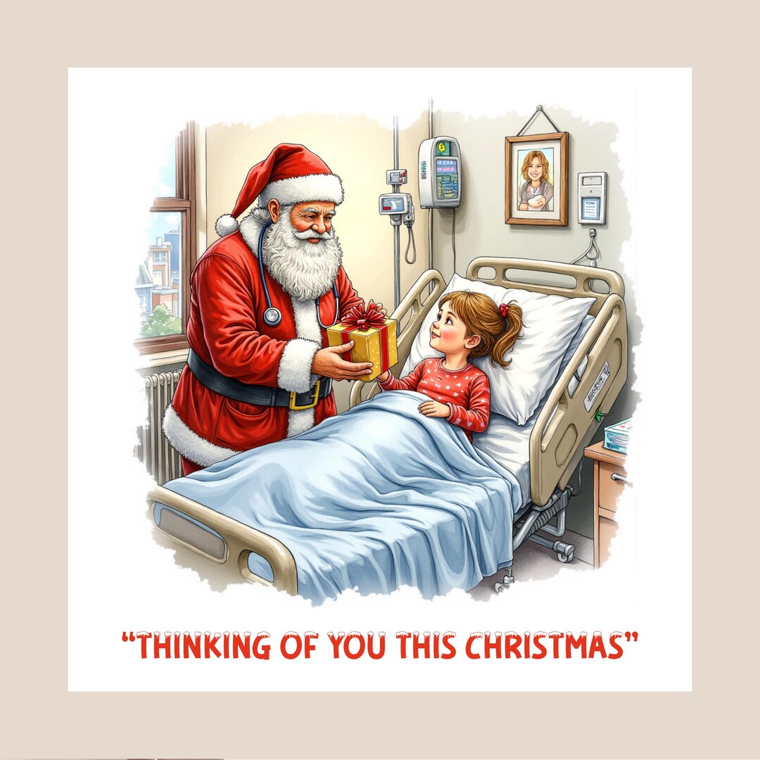 Personalised Children’s Hospital Christmas Card – Santa Visiting Boy or ...