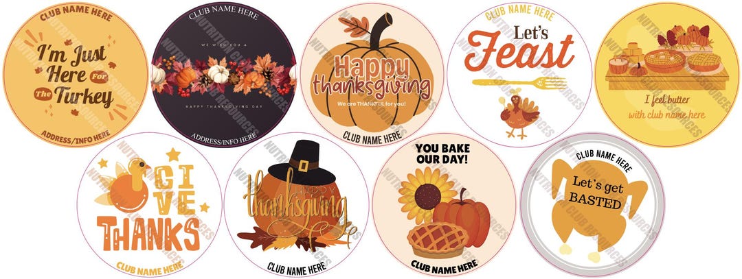 Thanksgiving Sticker Set 10 Festive Fun Turkey Gratitude Gobble ...