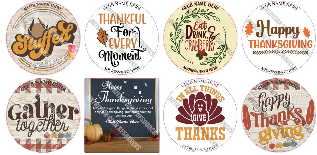 Thanksgiving Sticker Set 7- Festive Fun Turkey Gratitude Gobble ...