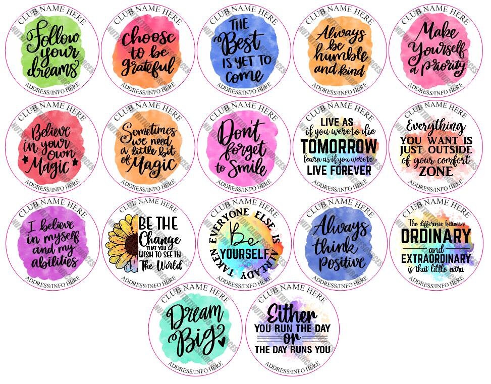 Positive Sticker Set 1- Motivational Inspirational Colorful Watersplash ...