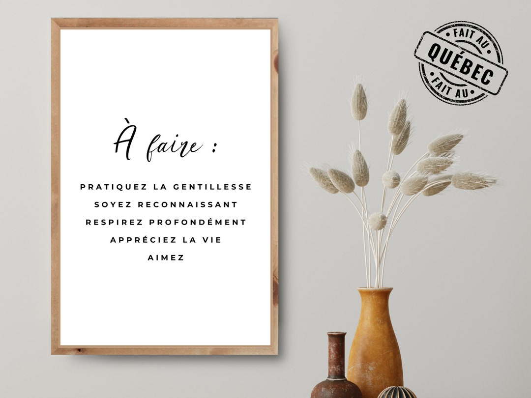 Positive Poster in French Caring Quote French Motivational Poster Frame ...