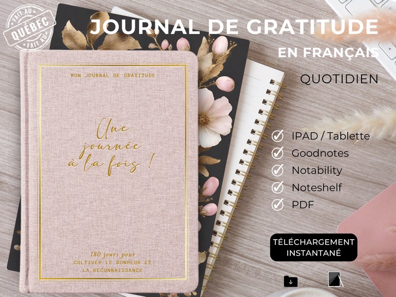Gratitude Journal in Realistic French Gratitude Journal Daily Digital ...