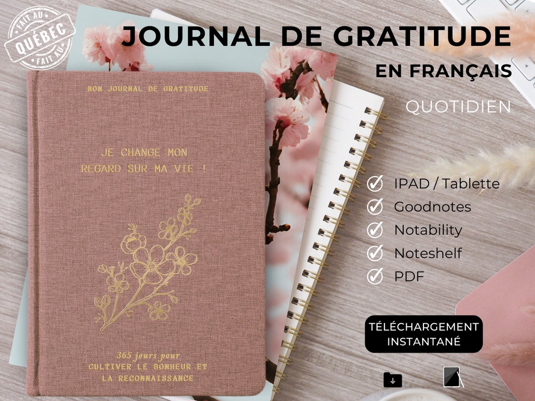 Gratitude Journal in Realistic French Gratitude Journal Daily Digital ...