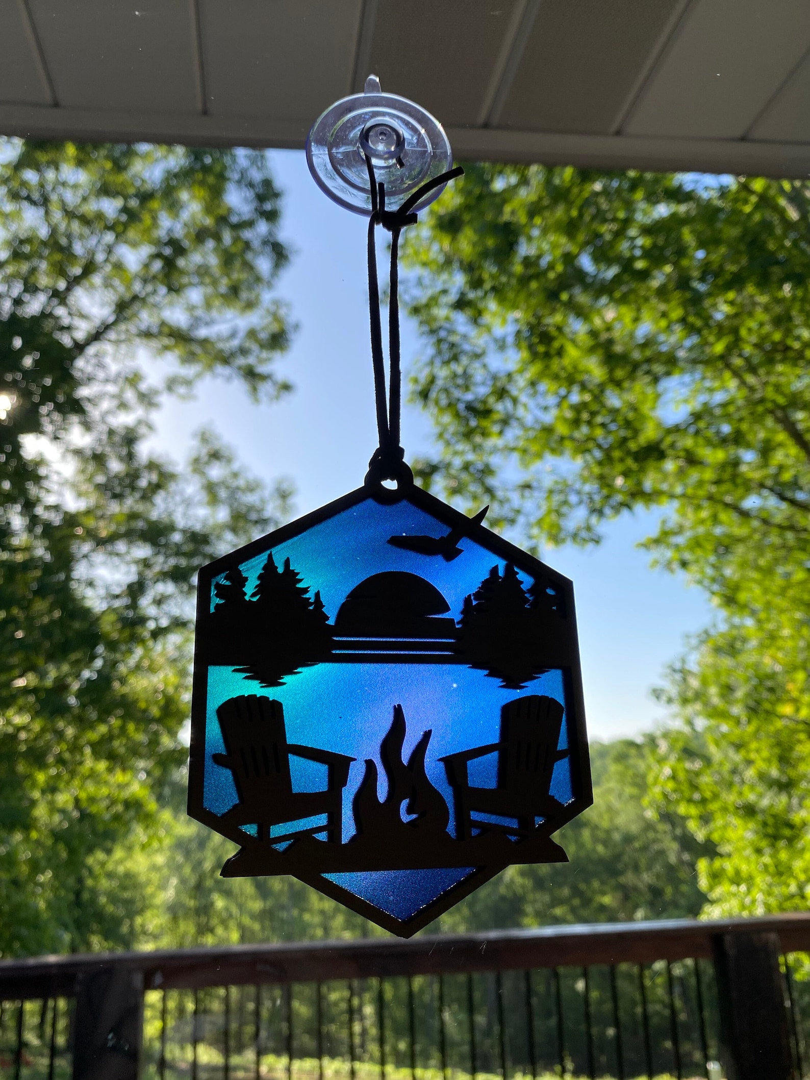 Laser Crafted Wooden Suncatcher, Campfire Suncatcher, Camping ...
