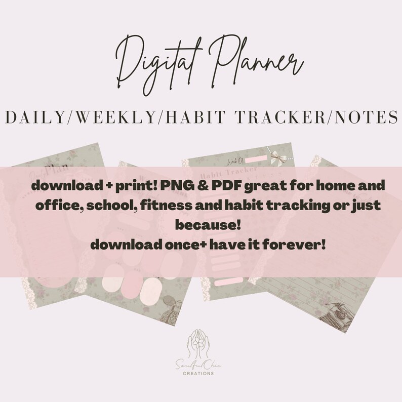 Coquette Digital Daily Weekly Planner Vintage Feminine Inspired ...