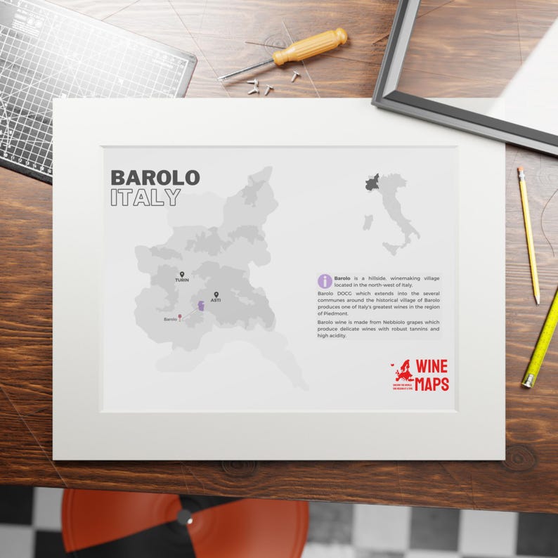 Barolo Wine Region Map - Etsy