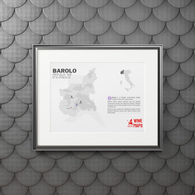 Barolo Wine Region Map - Etsy
