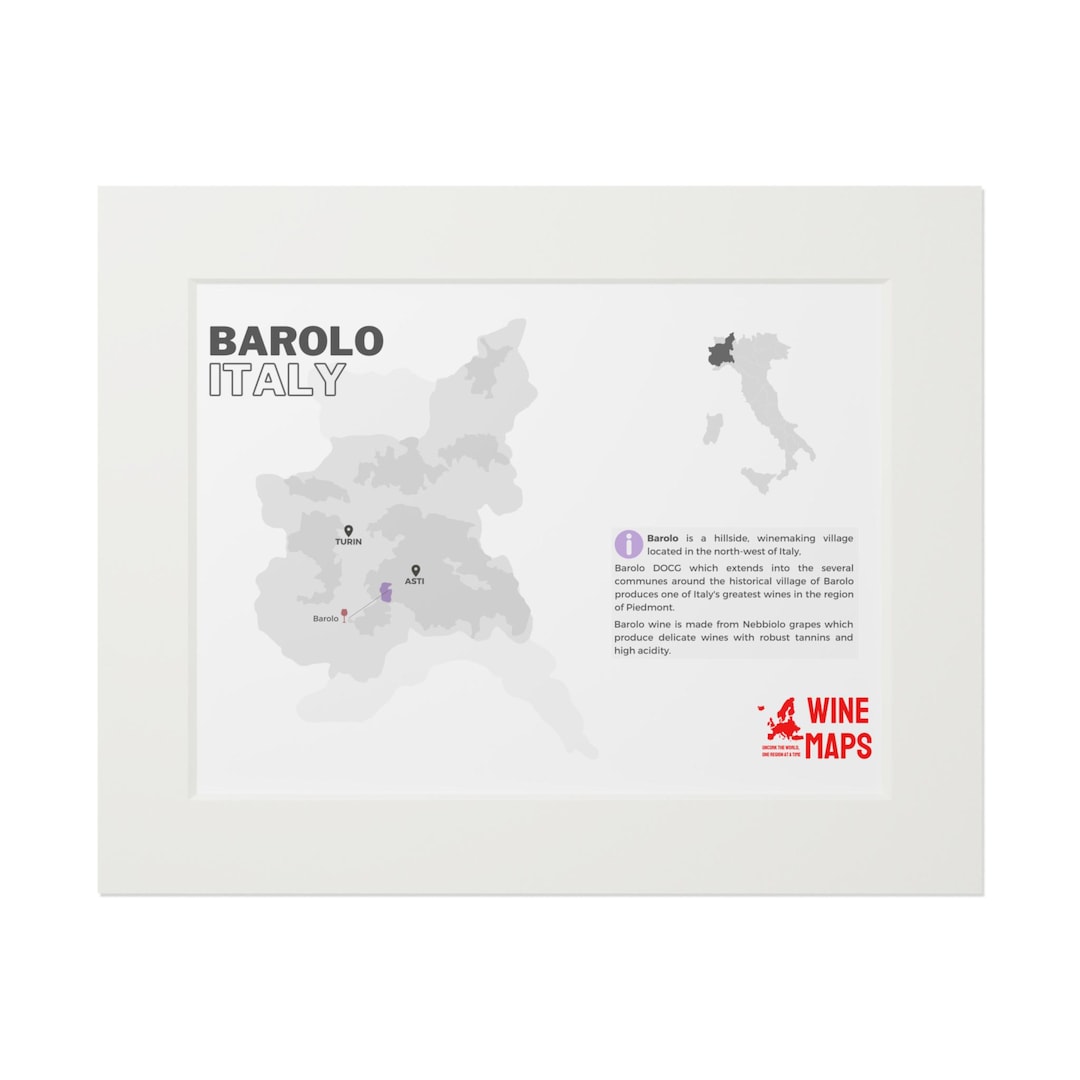 Barolo Wine Region Map - Etsy