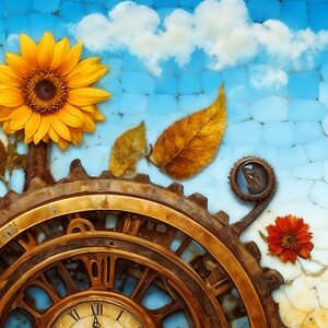 Wall Art Steampunk Decor Sunflower, Gift for Her Him Room Decor Geared ...
