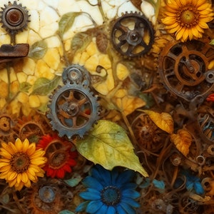 Wall Art Steampunk Decor Sunflower, Gift for Her Him Room Decor Geared ...