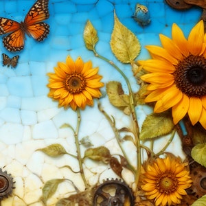 Wall Art Steampunk Decor Sunflower, Gift for Her Him Room Decor Geared ...