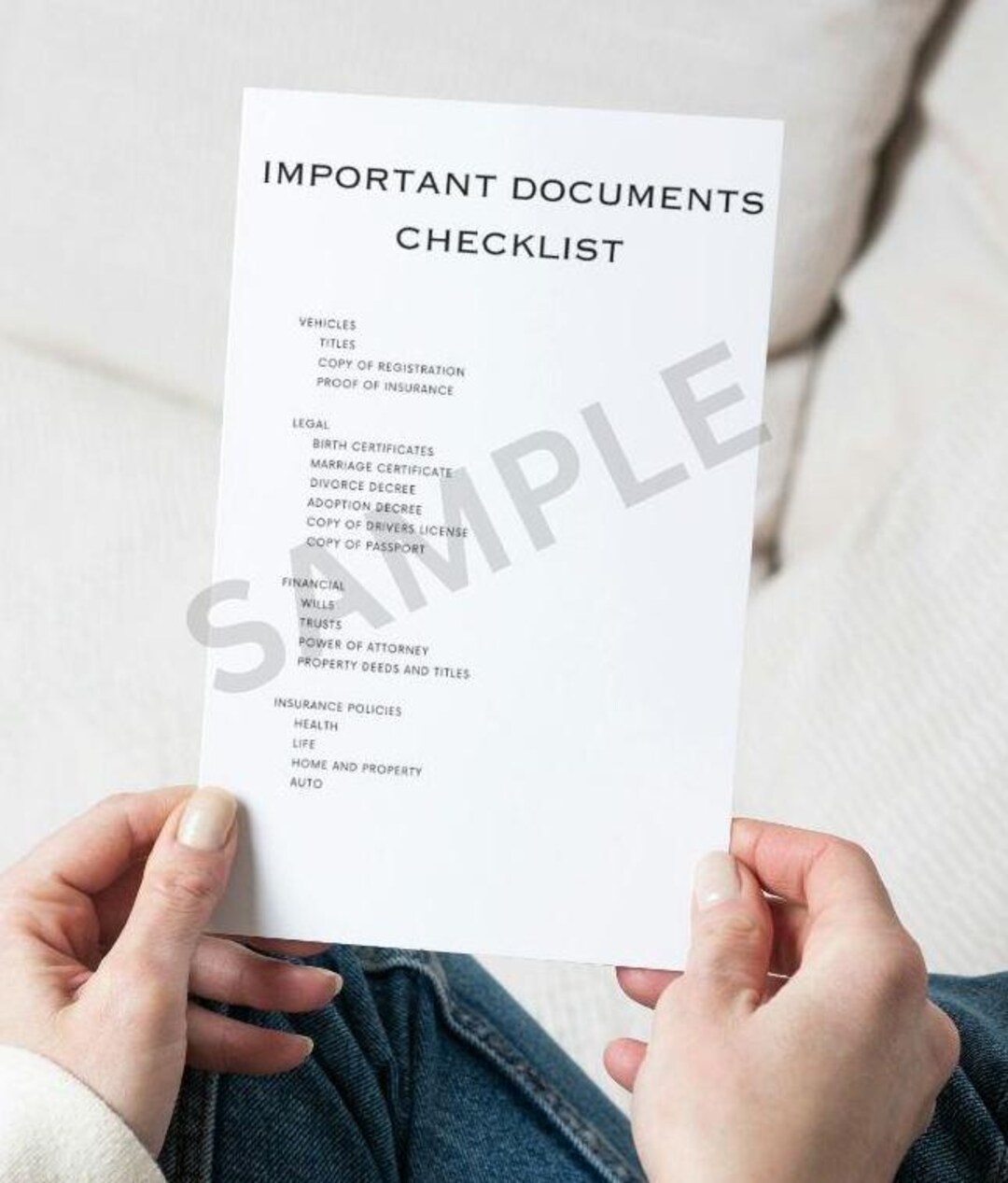 Important Documents Checklist Printable Sheet - Etsy