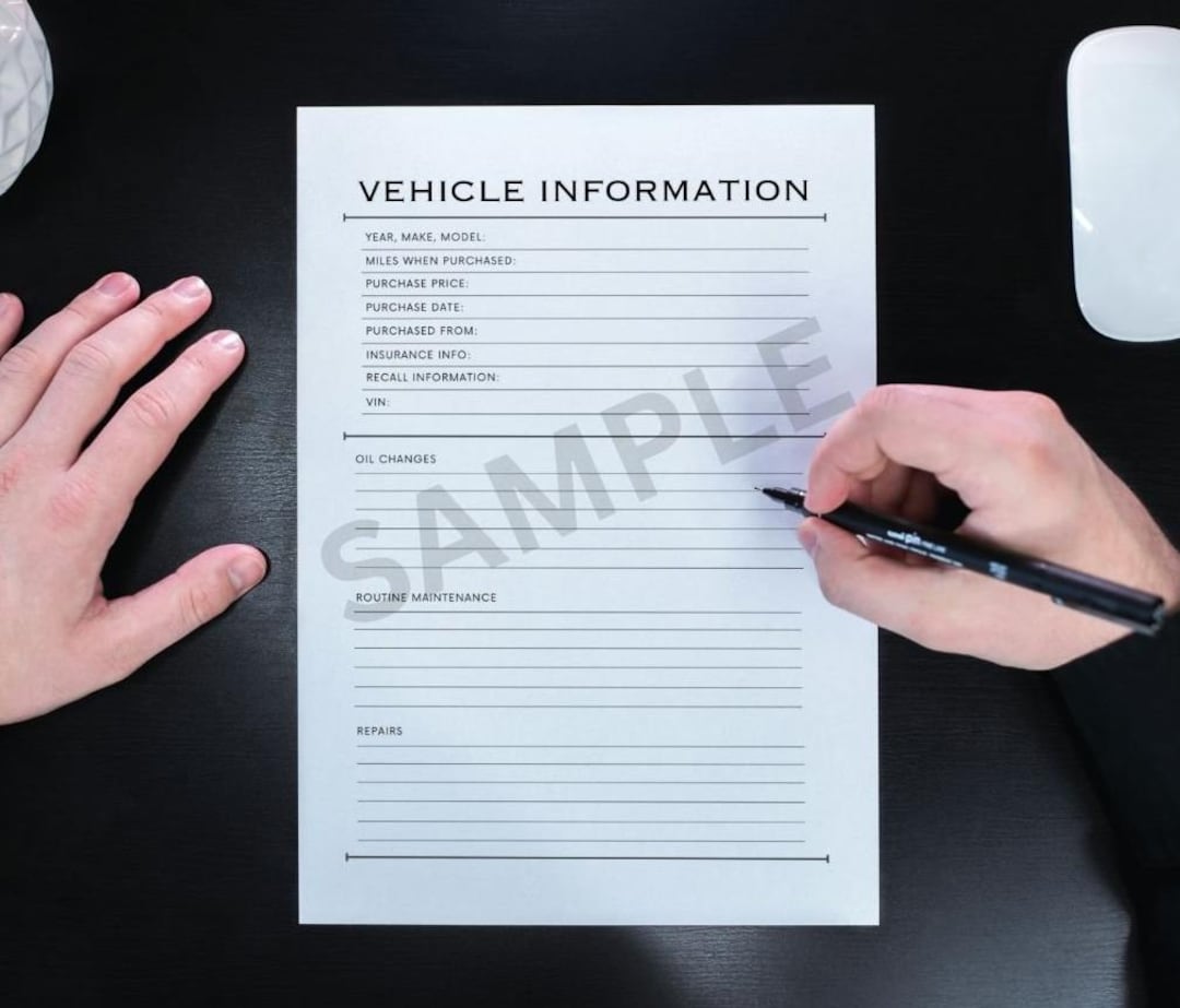 Vehicle Information Printable Sheet - Etsy UK
