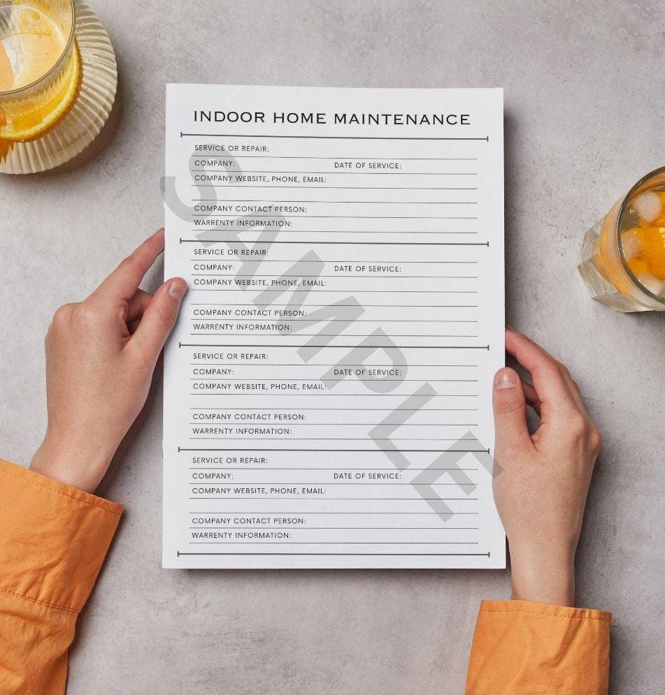Indoor Home Maintenance Printable Sheet - Etsy