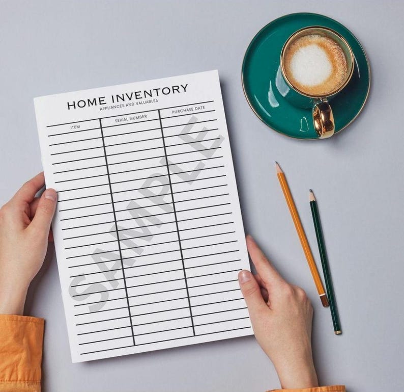 Home Inventory Printable Sheet - Etsy