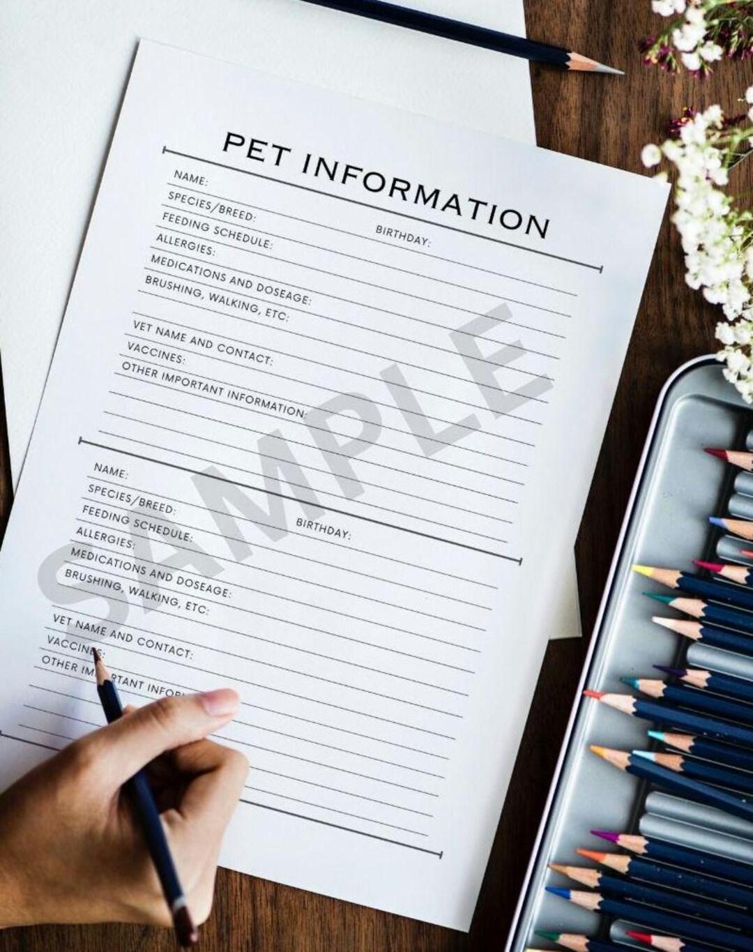 Pet Information Printable Sheet - Etsy