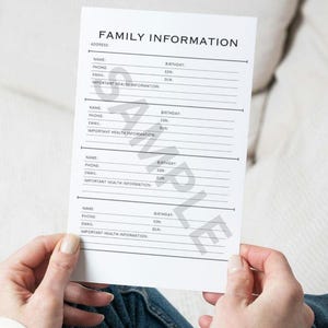 Family Information Sheet - Etsy
