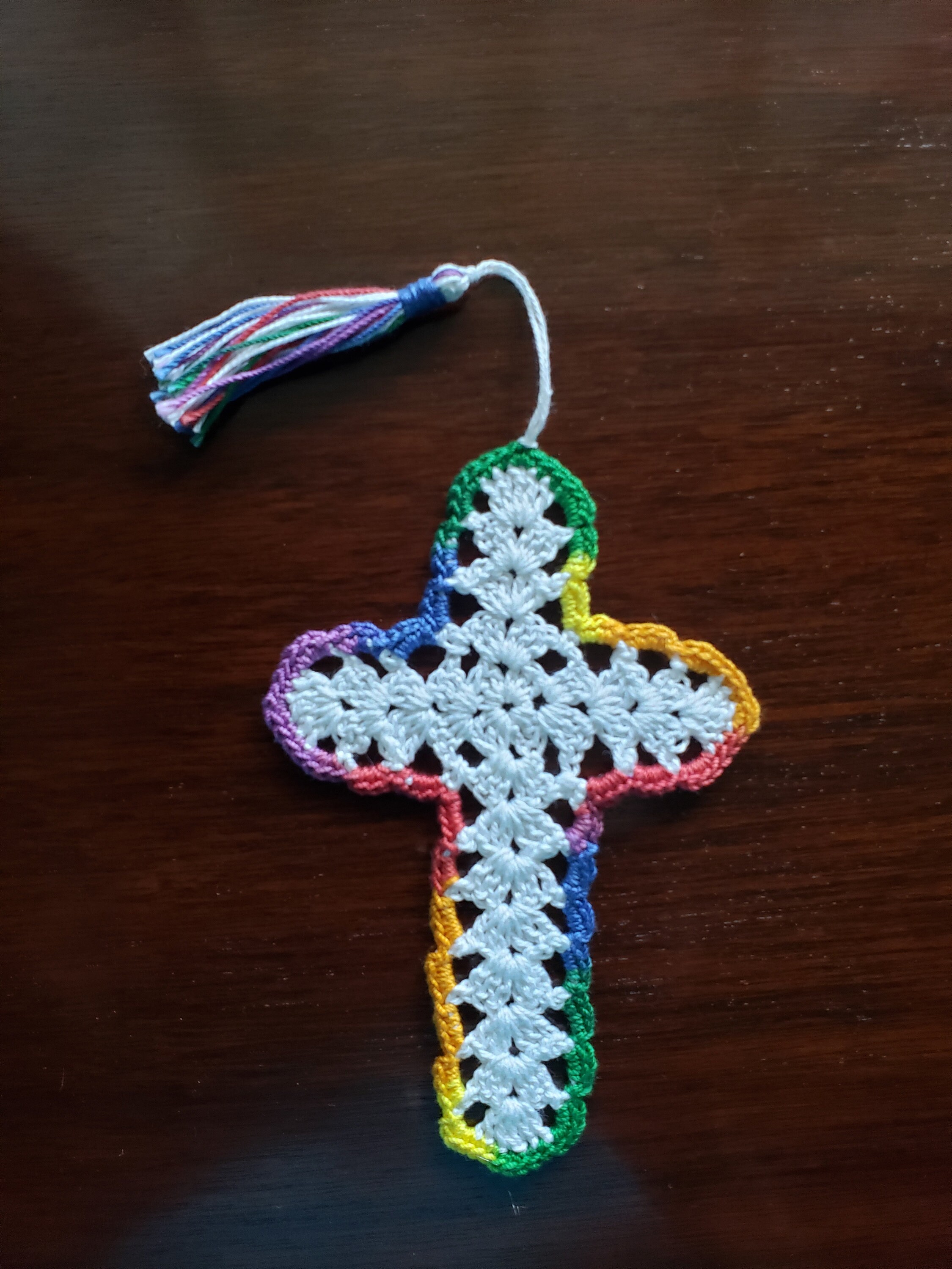 Multicolor Variegated Crochet Cross Bookmark With Tassel - Etsy