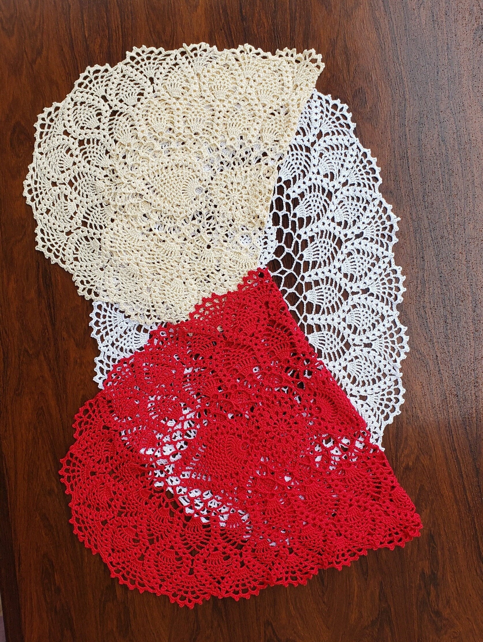 Oval Pineapple Crocheted Doily Table Runner 25 - Etsy