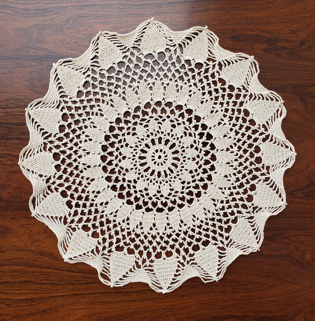 Round Light Tan Crocheted Doily, Triangle Edging 17” - Etsy