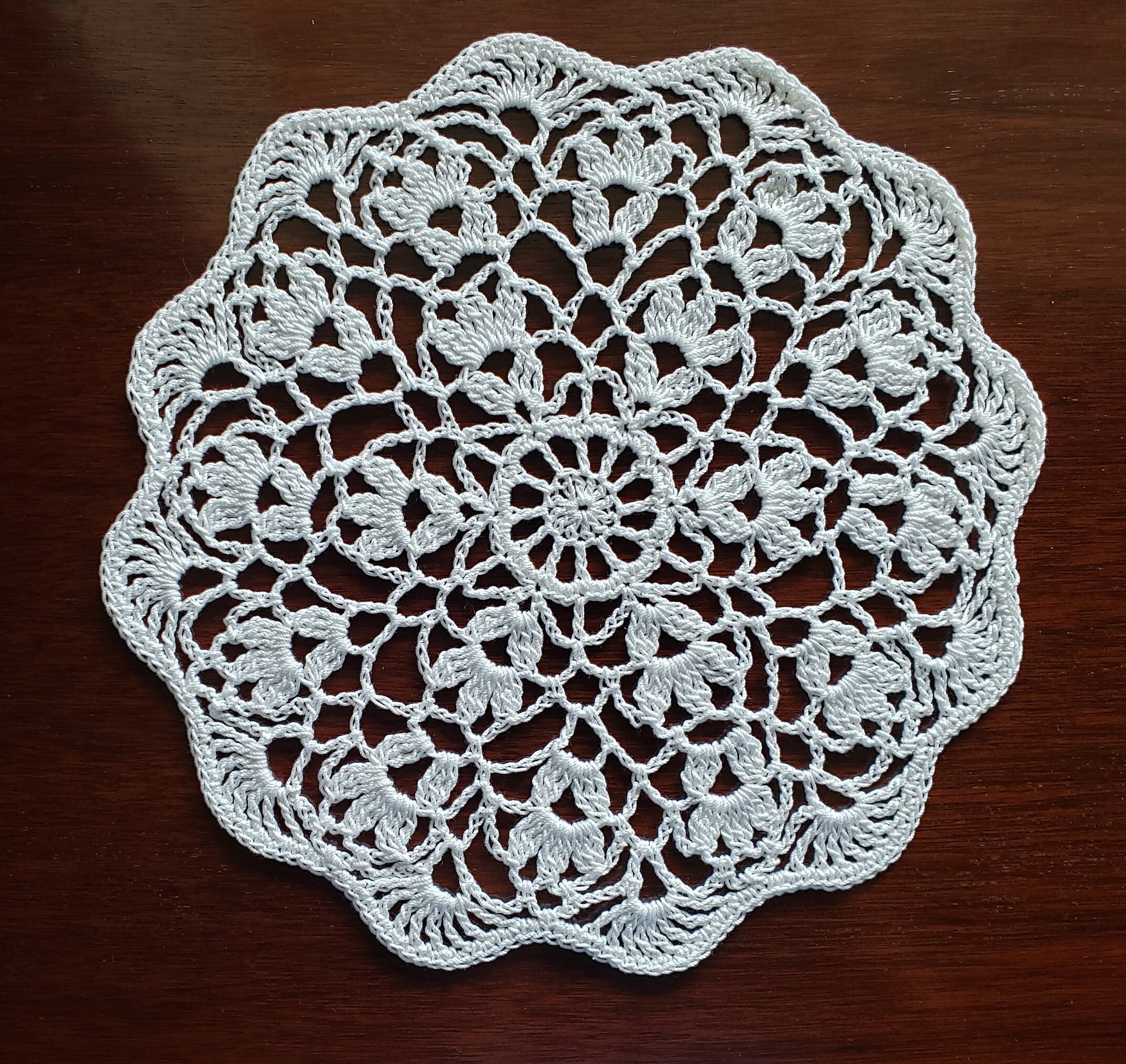 Rounded Crocheted Flower Motif Doily in White or Light Tan - Etsy