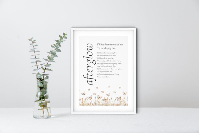 Afterglow Poem, Printable Afterglow Funeral Poem, Memorial Table Poem ...