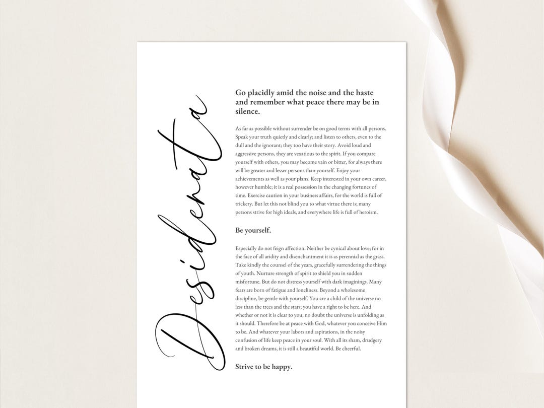 Desiderata Poem - Printable, Poem About Life by Max Ehrmann, Simple ...