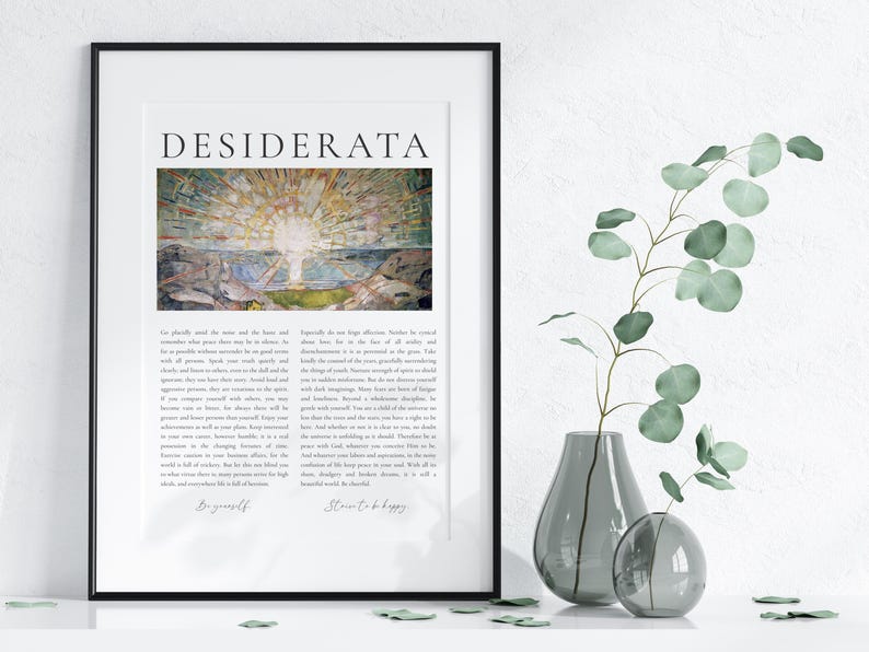 Desiderata Poem by Max Ehrmann (printable), Motivational Poem About ...