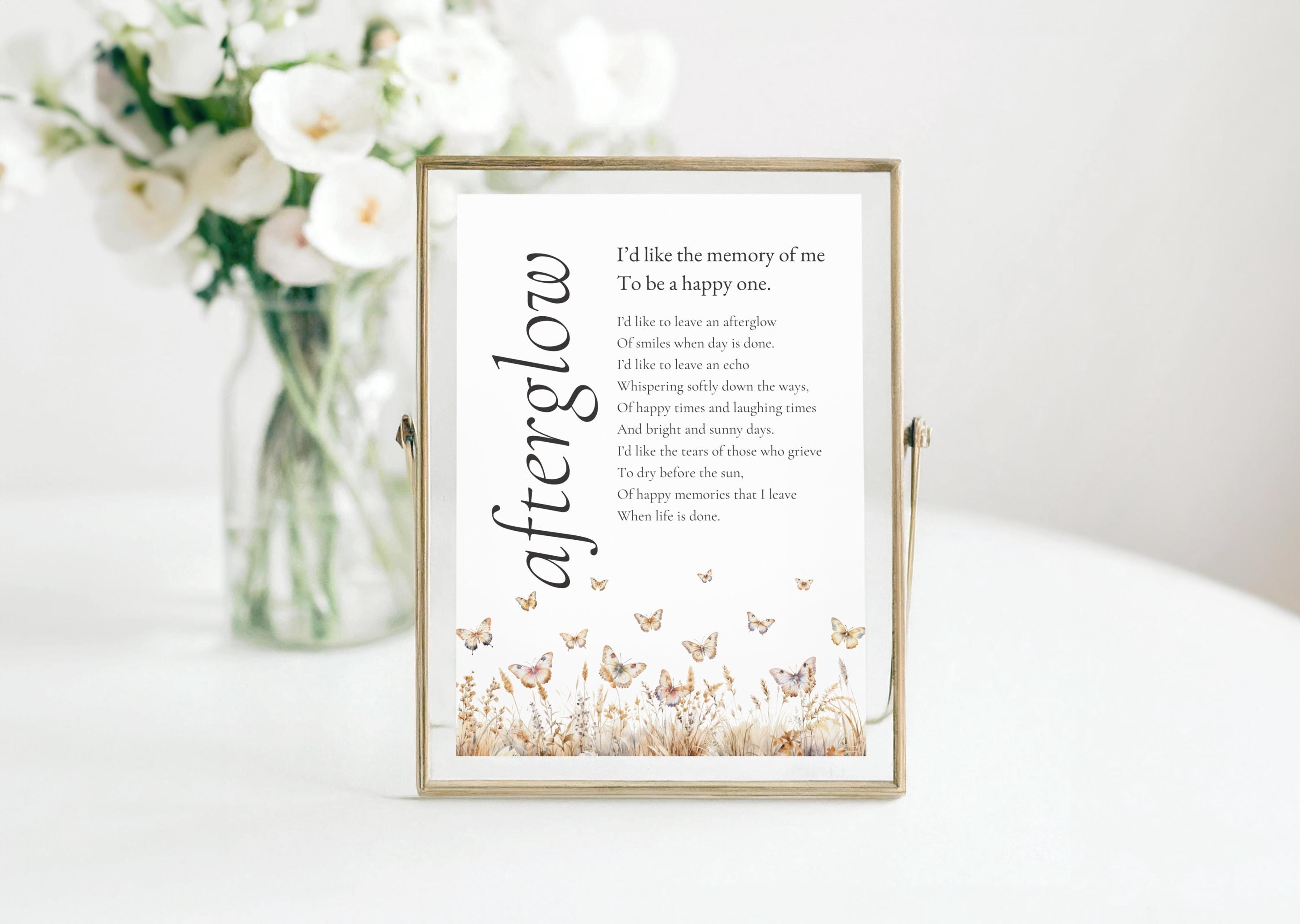 Afterglow Poem, Printable Afterglow Funeral Poem, Memorial Table Poem ...
