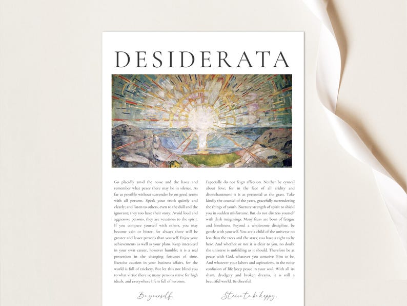 Desiderata Poem by Max Ehrmann (printable), Motivational Poem About ...