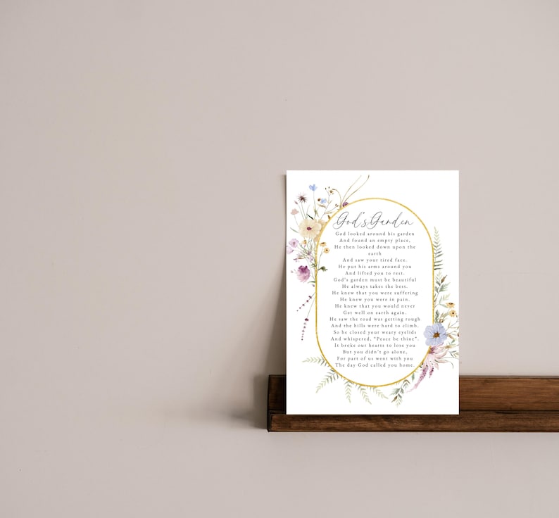 God's Garden Poem, Gods Garden Prayer, Printable God’s Garden Funeral ...