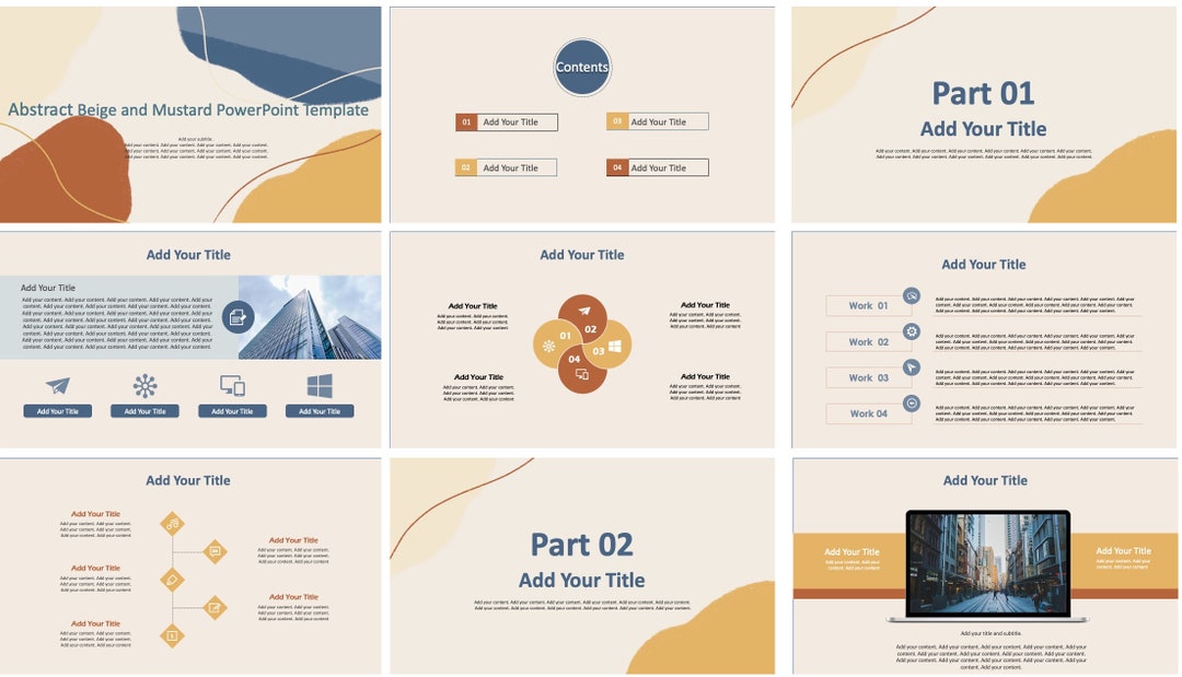 Beige, Blue and Mustard Powerpoint Template for Business and Professional Presentation - Etsy